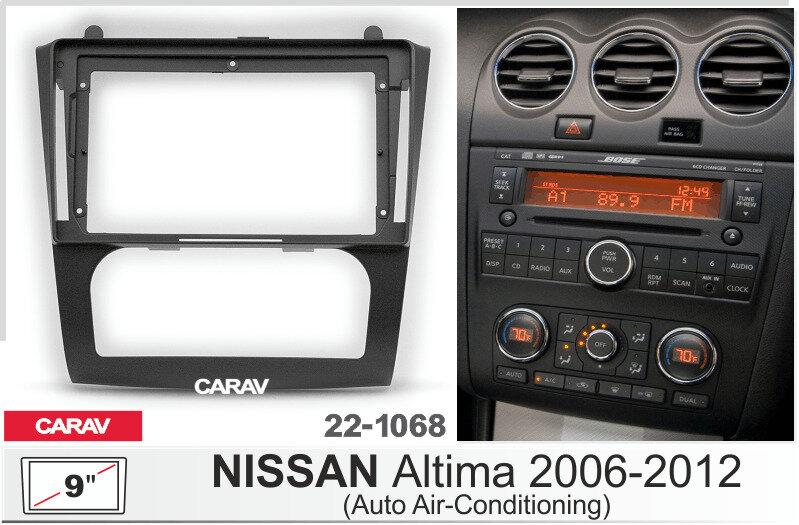Переходная рамка 9" Android для NISSAN Altima 2006-2012 с климат контролем CARAV 22-1068