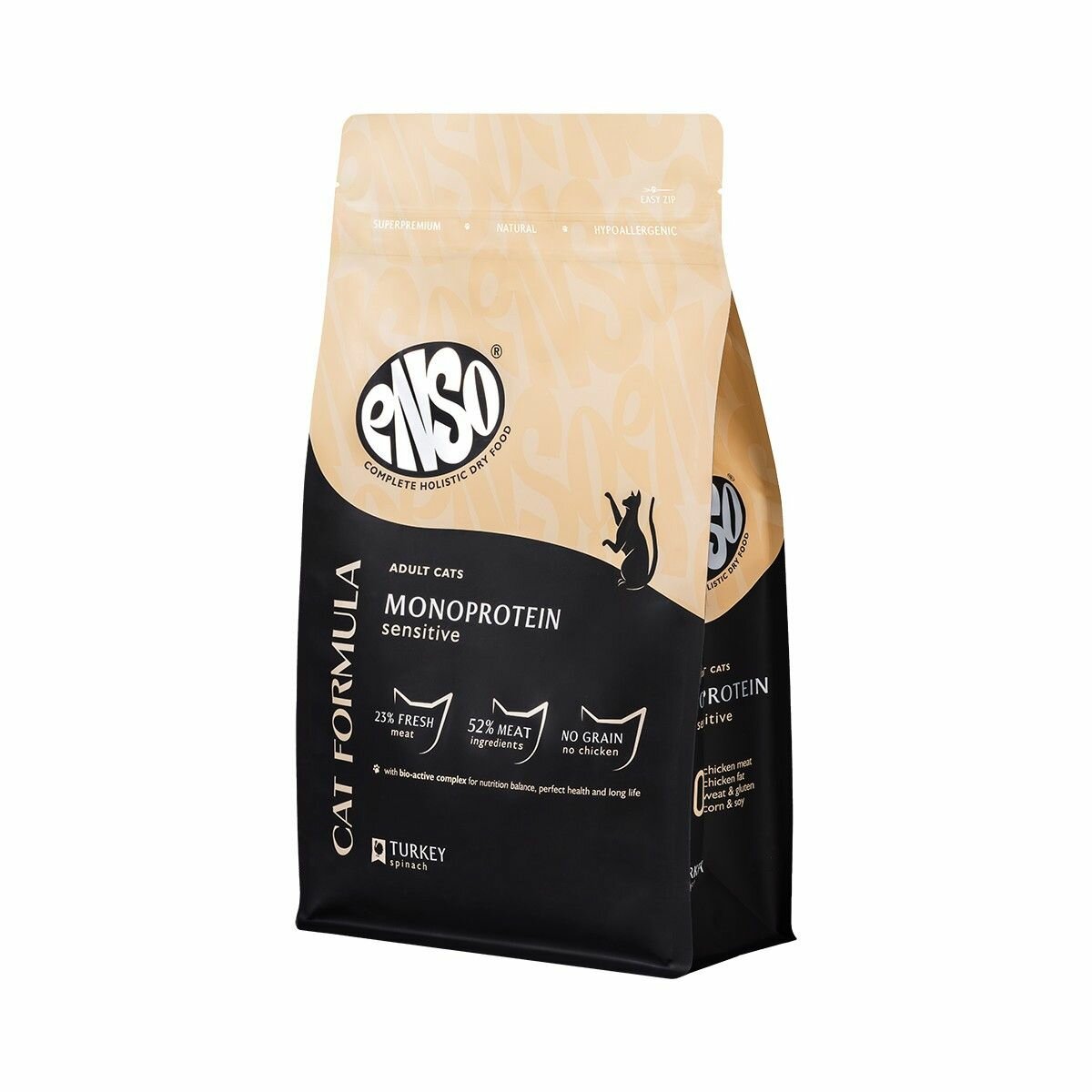 Enso Cat Formula Monoprotein Сухой корм для взрослых кошек с чувствительным пищеварением, Индейка и Шпинат 7 кг