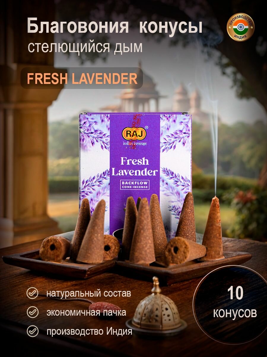 Благовония Ganga Store конусы стелющийся дым Fresh Lavender
