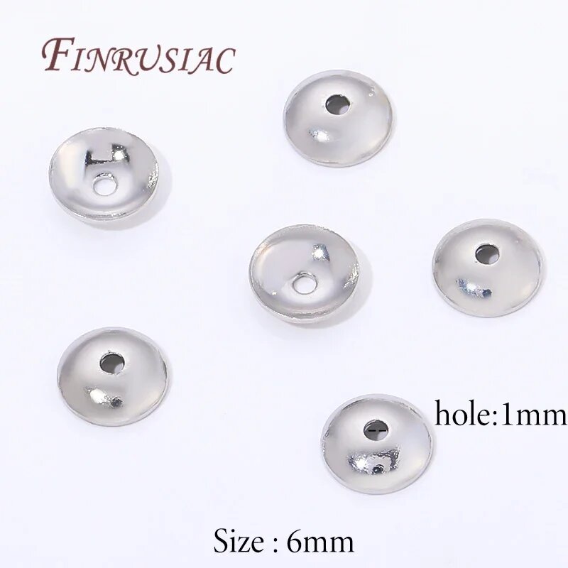 Золотые шапочки для бусин FINRUSIAC 3 мм и 4 мм Серый, 100 pcs, Rhodium Plated