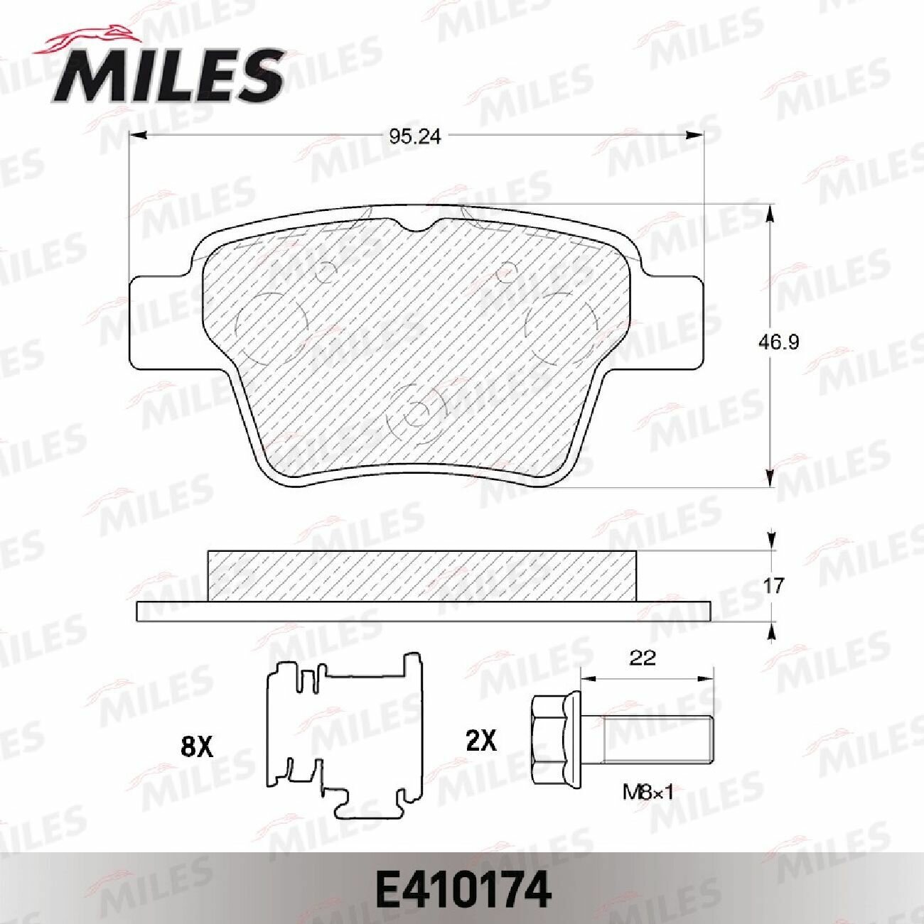 Колодки тормозные Miles E410174 — фото 1
