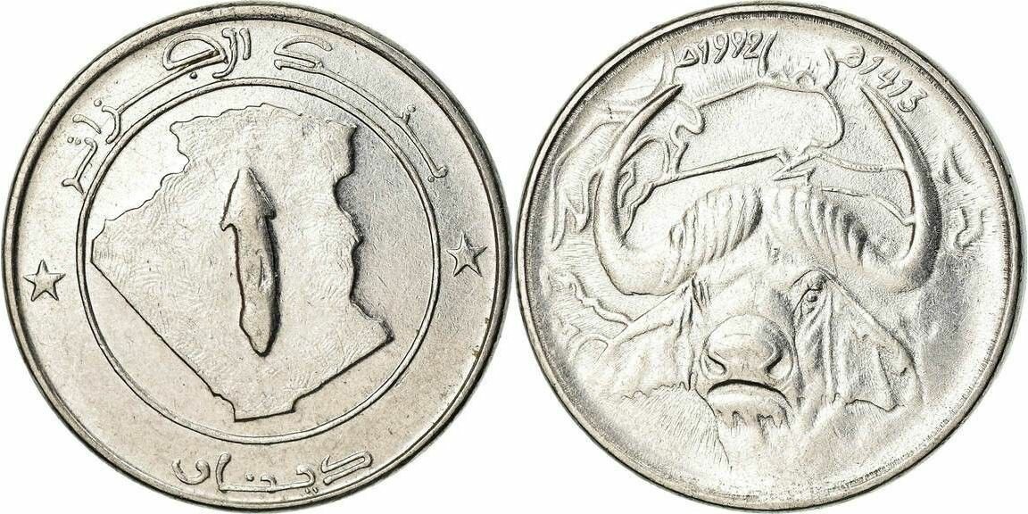 Алжир 1 динар, 1992 - 2017 Буйвол XF