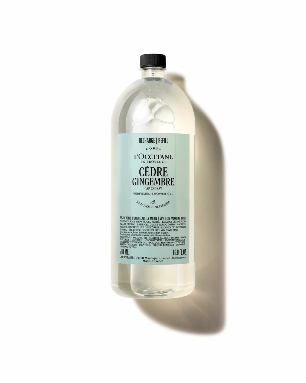 Парфюмированный гель для душа L'Occitane Cedre Gingembre (Cap Cedrat) - сменный блок, 500 мл