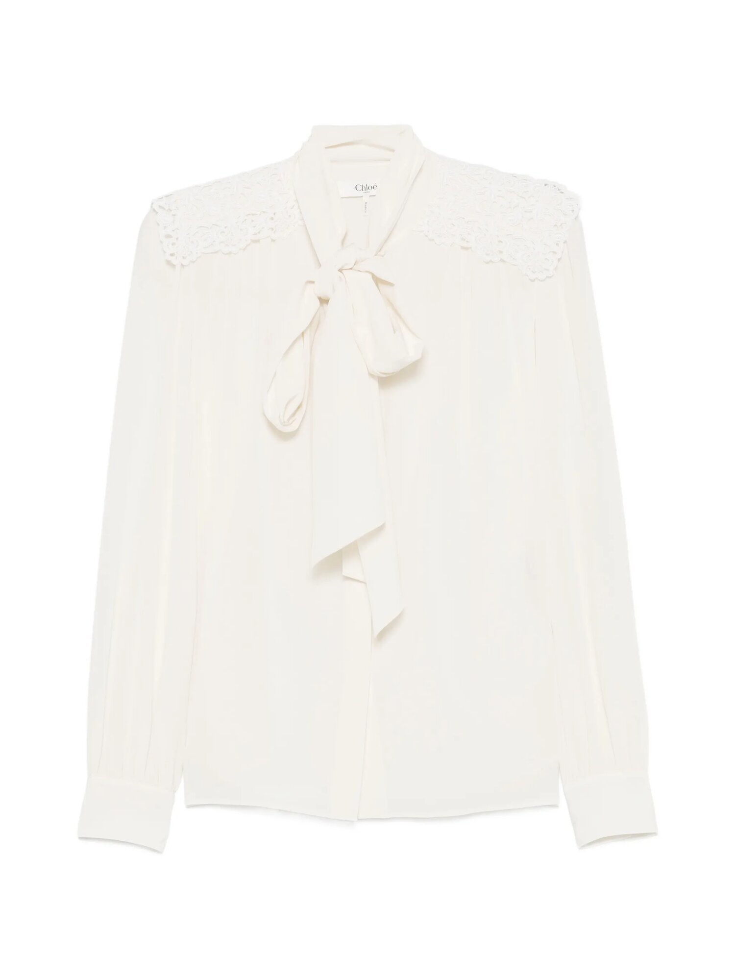 Блуза Lace-trimmed pussy-bow blouse