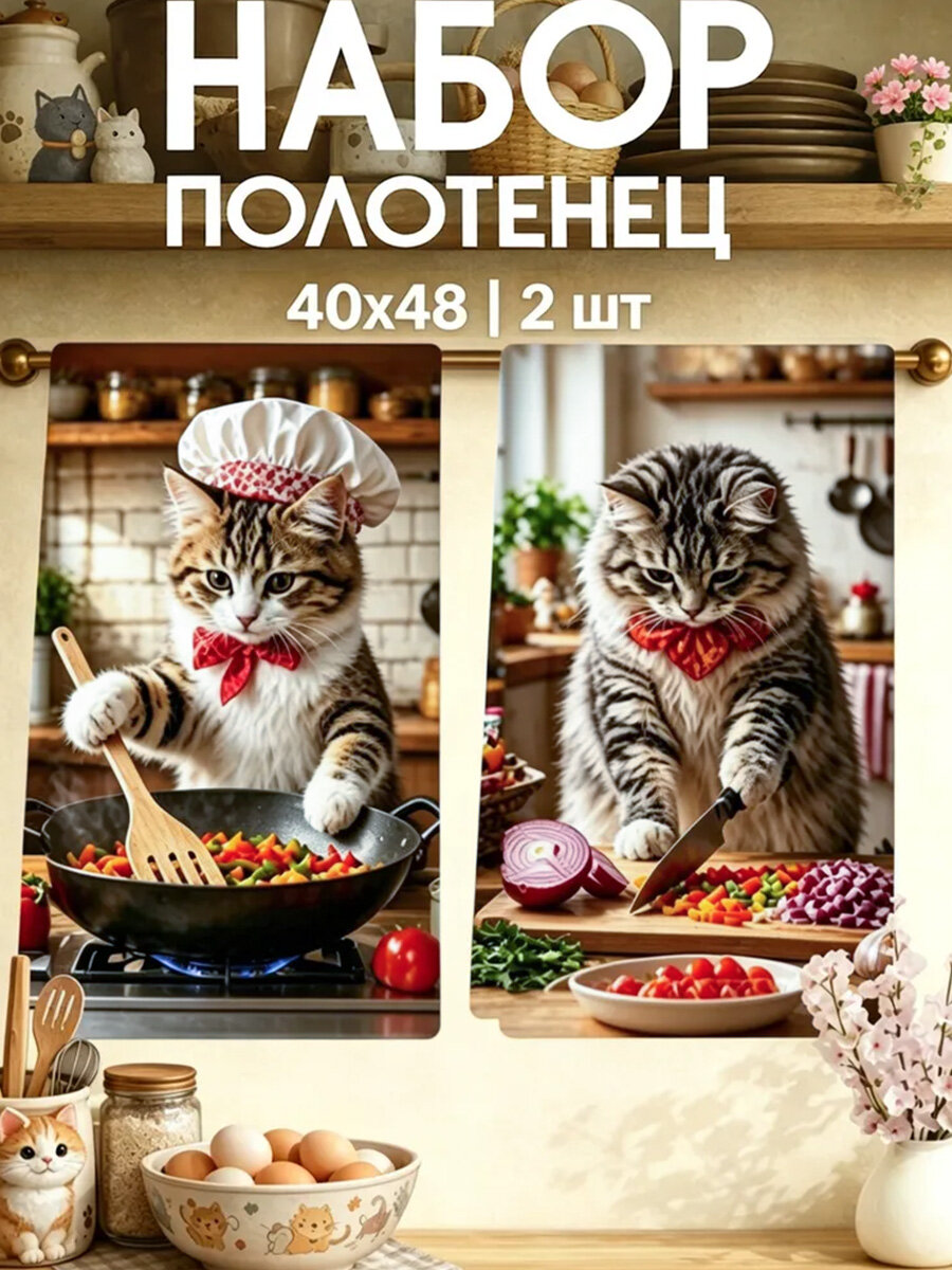 Полотенце кухонное 40x48 2 шт полиэстер бежевый набор бежевых полотенец для кухни 40 на 48
