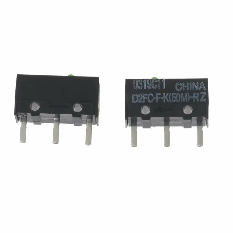 Микропереключатель Omron D2FCF, K(50 м)RZ с зеленой точкой, изделие в разноцветном исполнении