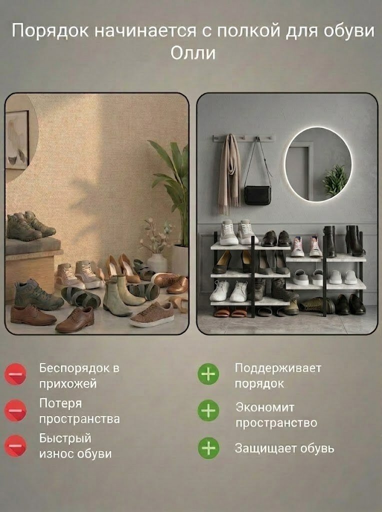 Полка для обуви Олли 5 Бетон