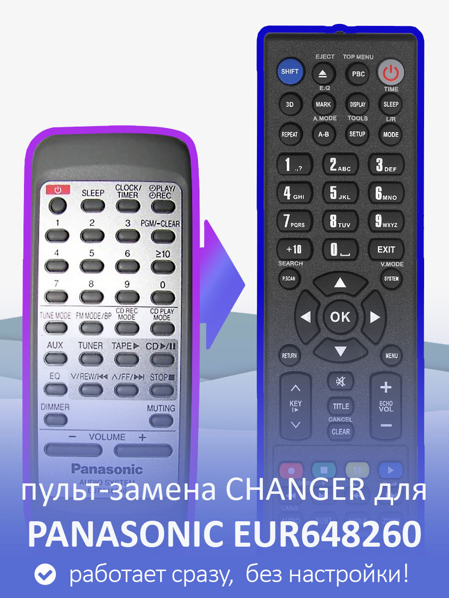 Пульт-замена для PANASONIC EUR648260