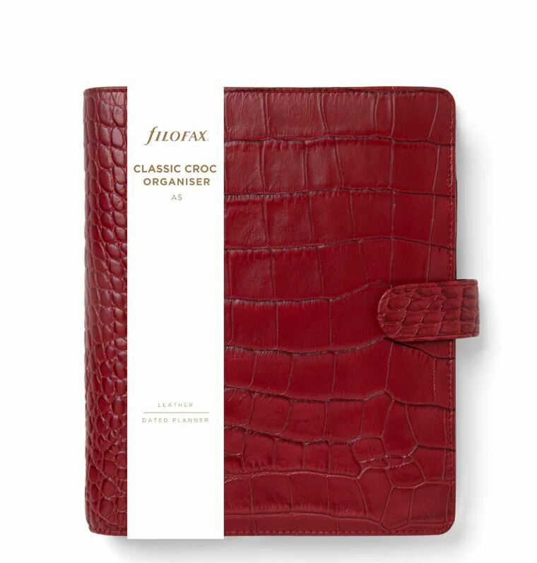 Ежедневник органайзер FILOFAX CROC А5 190*240*35 на кольцах, натуральная кожа, черри