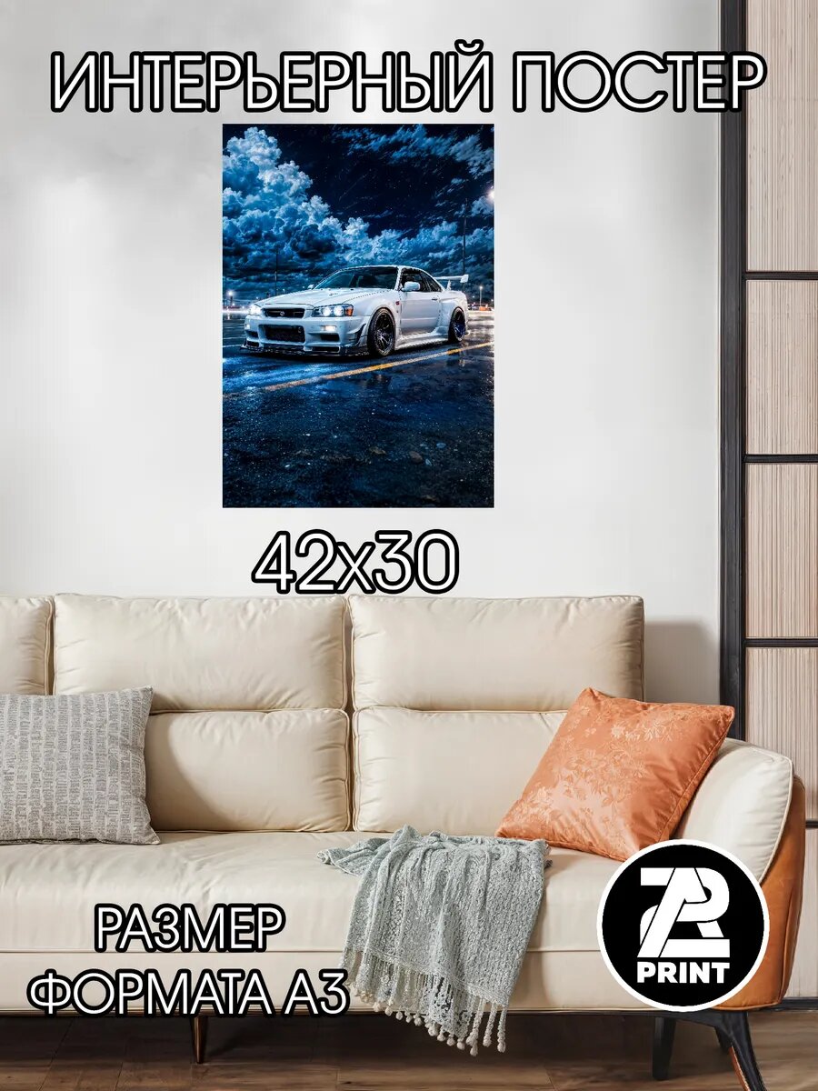 Постер на стену интерьерный 42х30 авто ЖДМ (JDM) Ниссан