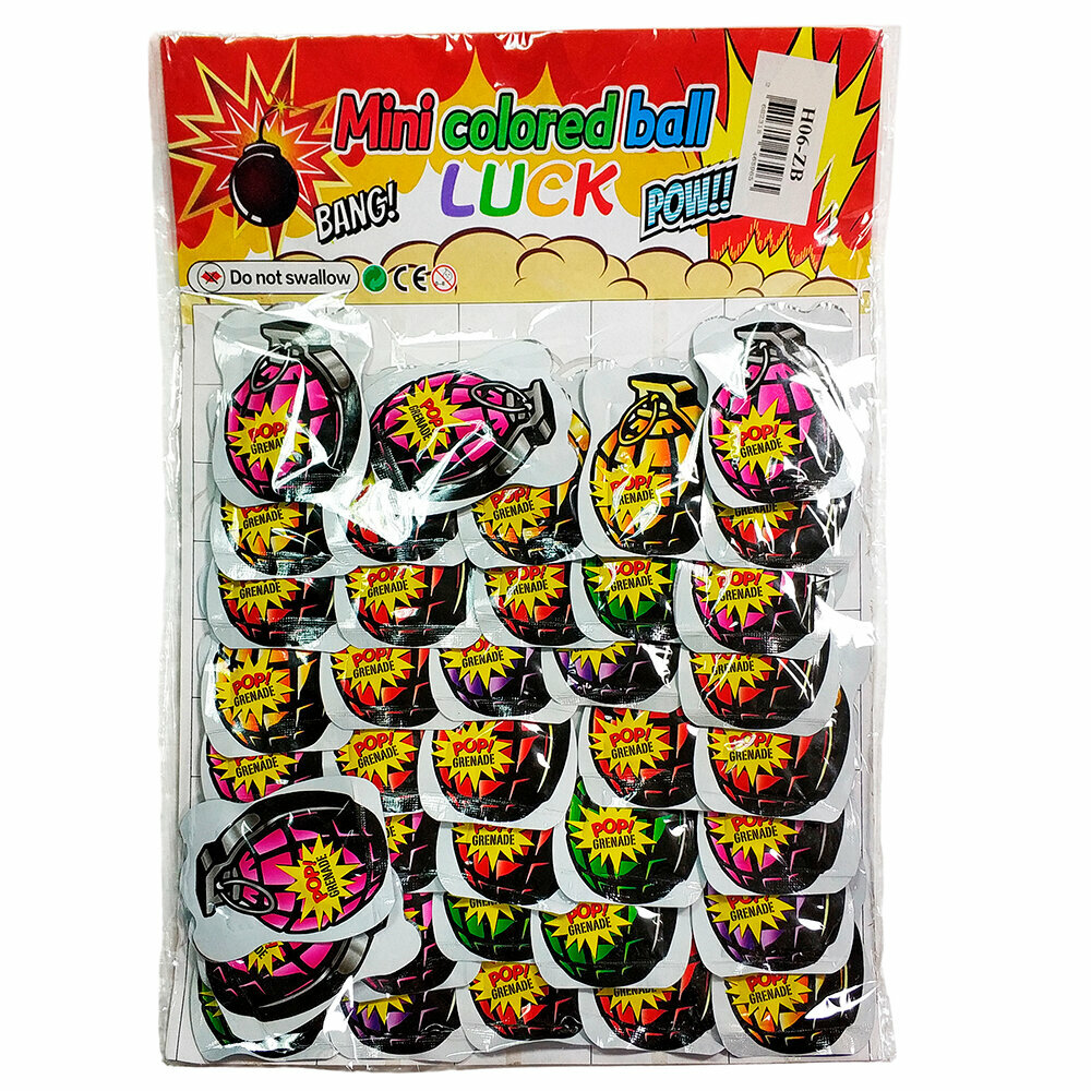 Бомбочка Граната POP GRENADE, игрушка хлопушка, 40 штук на листе