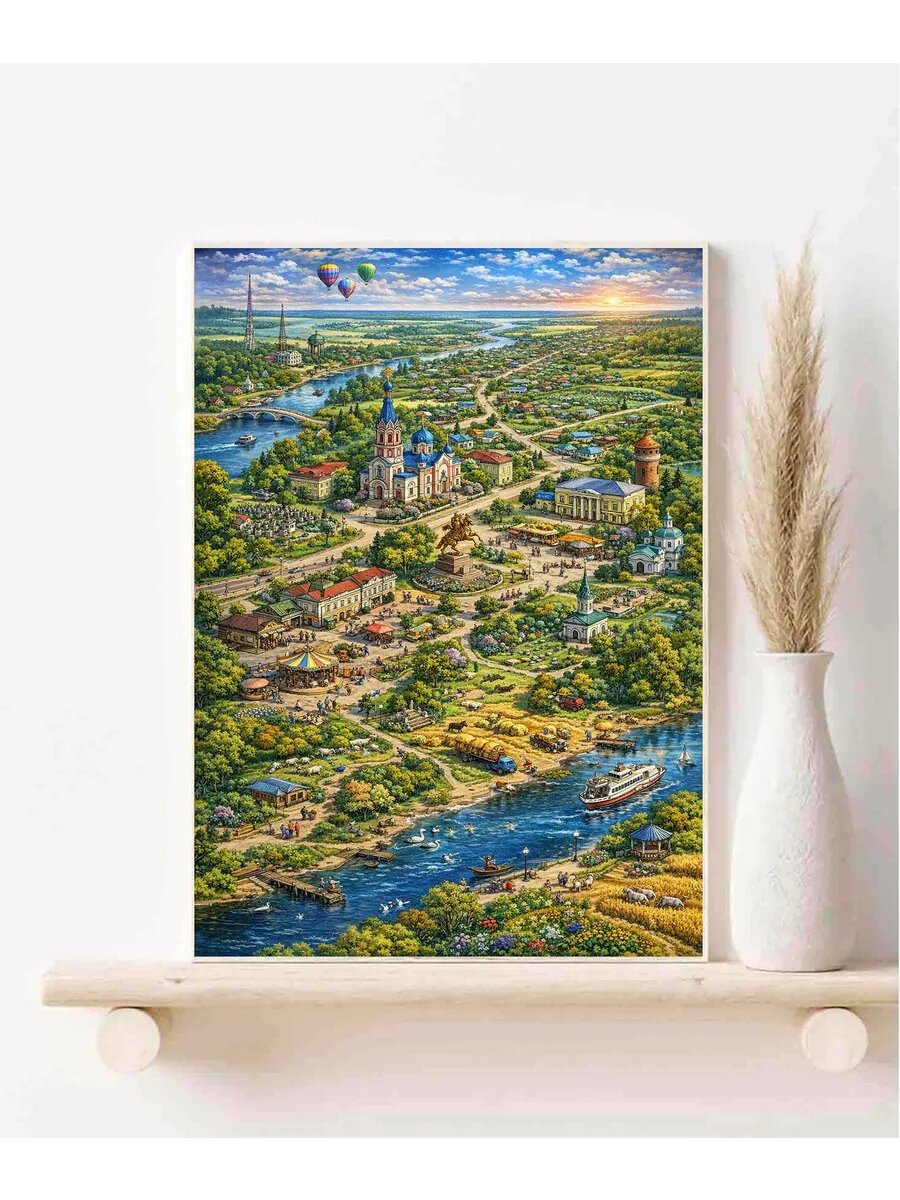 Ядрин, Россия, Fantasy Map, Карта, Плакат 30x42см