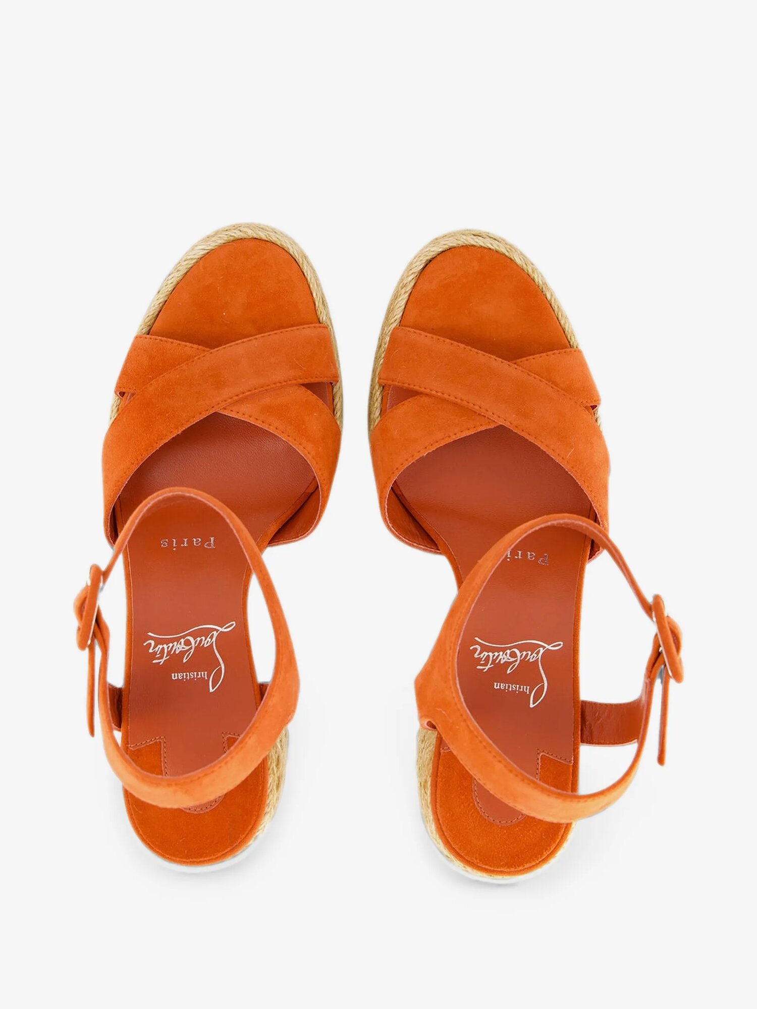 Эспадрильи Christian Louboutin Calakala suede espadrilles, размер 38, зеленый/оранжевый — фото 1