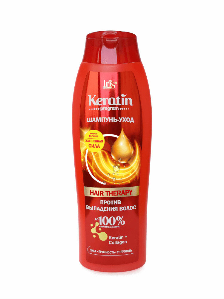 IRIS Keratin program Шампунь-уход HAIR THERAPY Против выпадения волос, 400 мл.