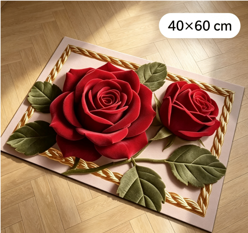 3D коврик из диатомитовой глины красный 40×60 см для ванной, впитывающий влагу
