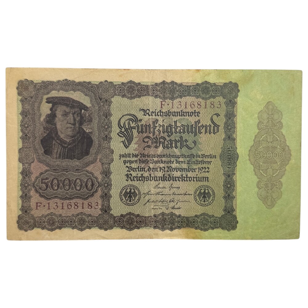 Веймарская республика (Германия) 50000 марок 1922 г. (Орёл) (Серия F) (Лот №2)