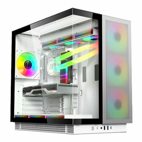 Корпус ACD Phantom 100 ATX, Type-C + 2XUSB3.0+HD audio combo, 4X120mm ARGB fans+Remote control, See View case, TG, Aluminum