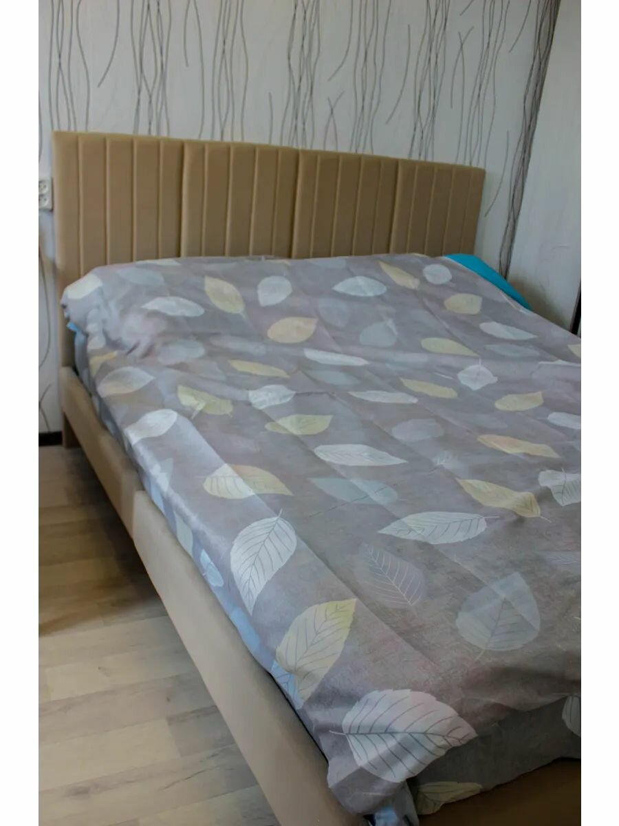 Простыня Королевство сна, 90x200 см, серая, с принтом листьев