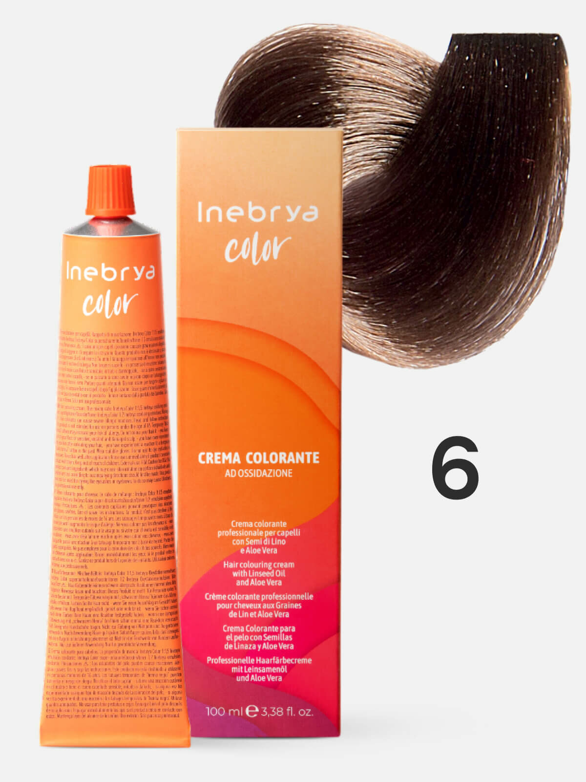 Крем - краска для волос профессиональная Inebrya Color Professional 6 Темный русый, 100 мл