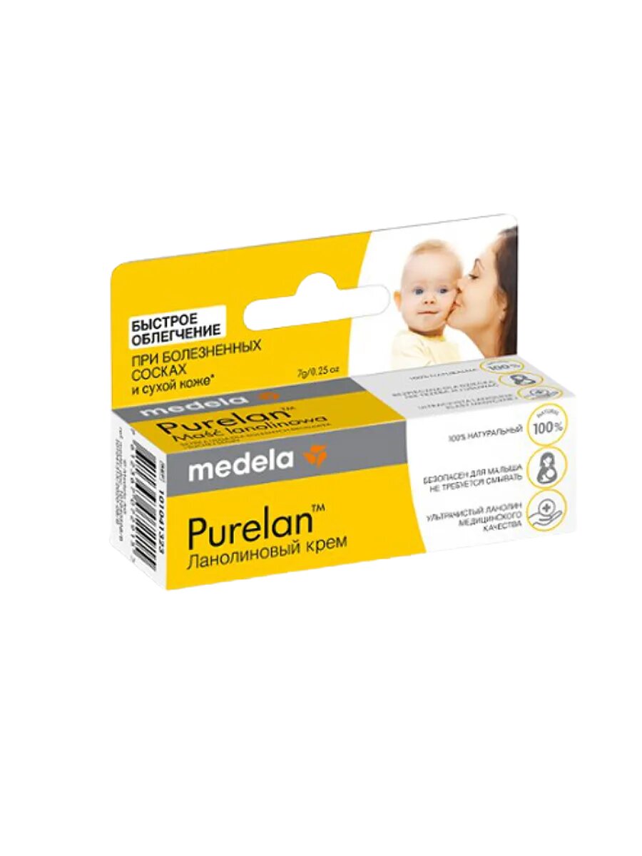 Medela Purelan Натуральный ланолиновый крем для гигиенического ухода за сосками кормящих матерей и косметического ухода за кожей 7 г 1 шт