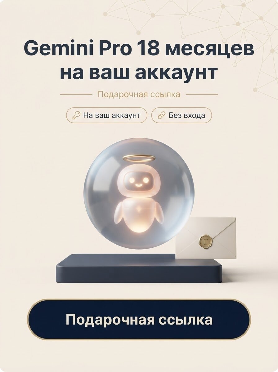 Подписка Google AI Pro 18 месяцев — Gemini Pro + Nano Banana, активация на личный Google аккаунт