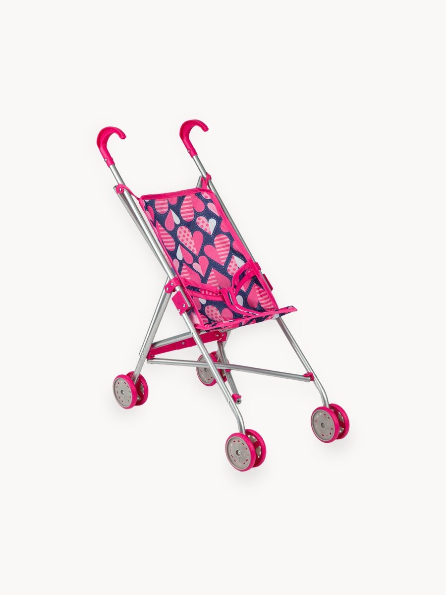 Коляска BL 220 трость для кукол сердечки металлическая в пакете 55*26*55 см