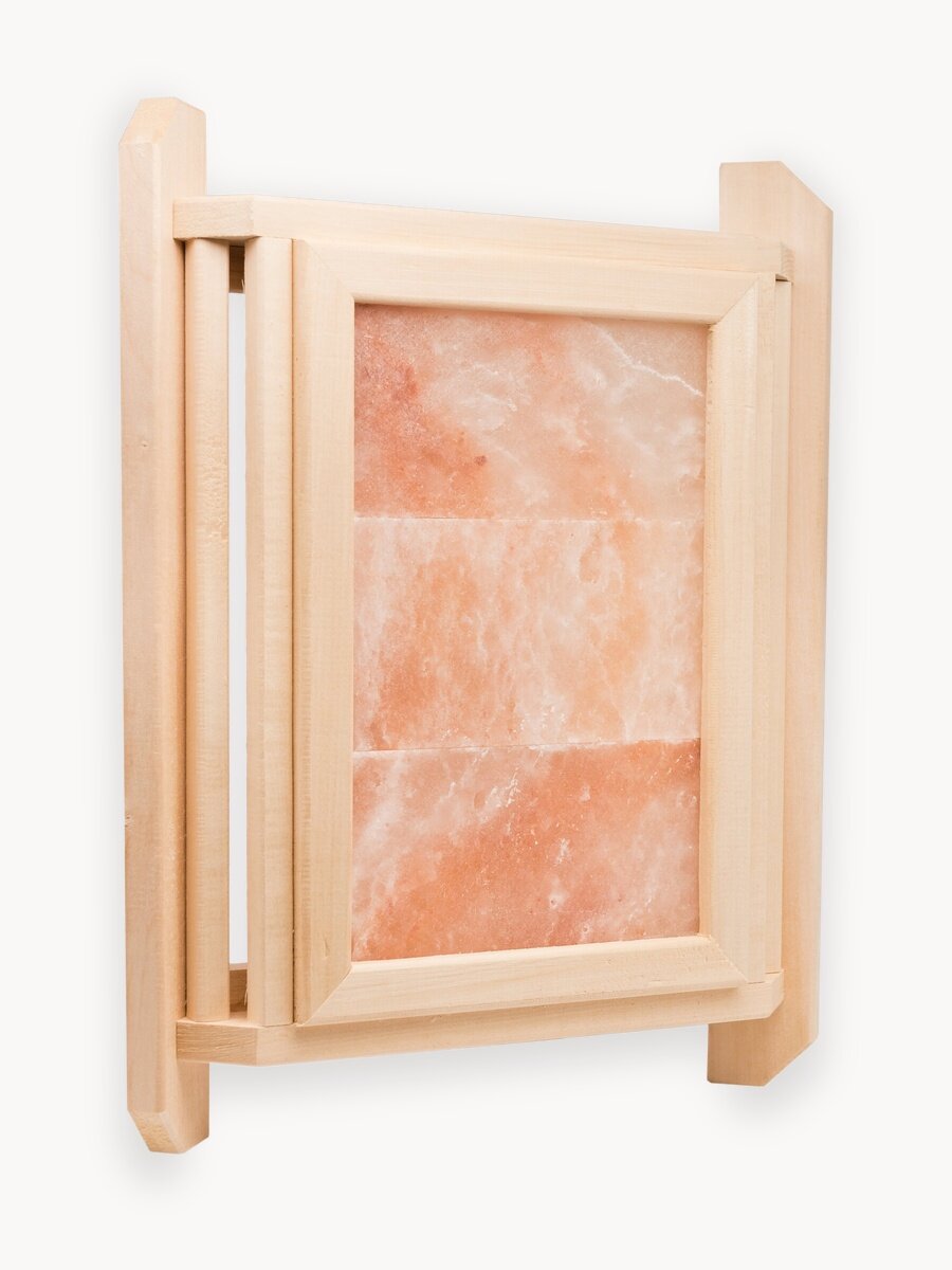 Абажур для бани угловой с гималайской солью (3 плитки), 37х46 см (липа)