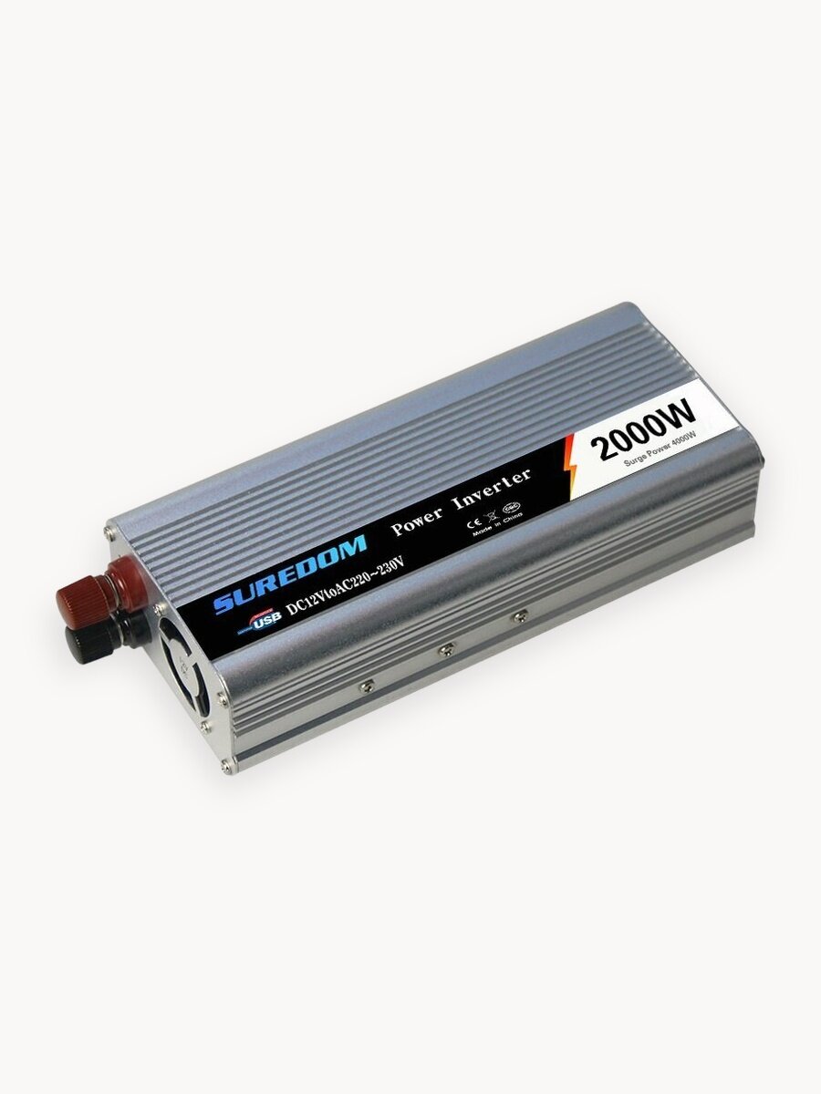 Преобразователь напряжения DC-AC SUREDOM YSCZ-2000W, модифицированный синус, 12В-220В, 2000 Вт, с защитой