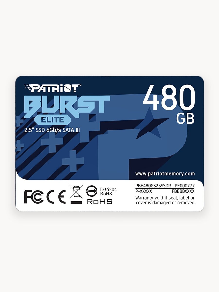 SSD накопитель Patriot Burst Elite PBE480GS25SSDR 480ГБ, 2.5", SATA III, SATA