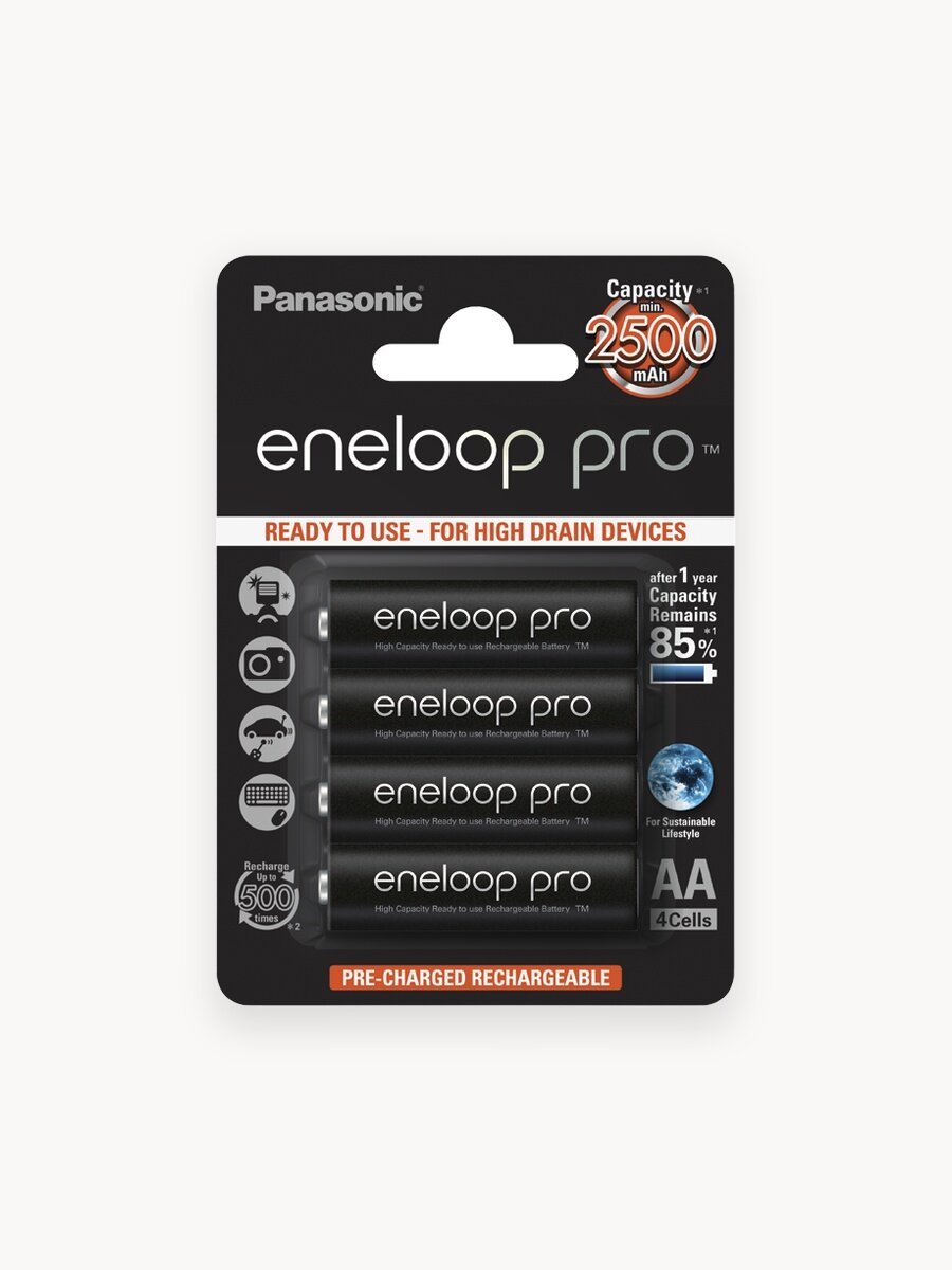 Упаковка аккумуляторов Ni-Mh 2600 мА·ч Panasonic eneloop pro AA, 4 шт.