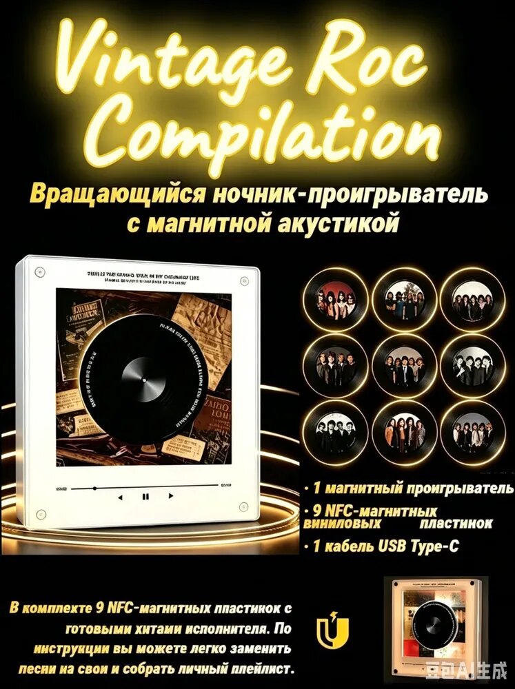 Магнит на холодильник с 9 дисками и индивидуальной песней Бессмертная легенда рока