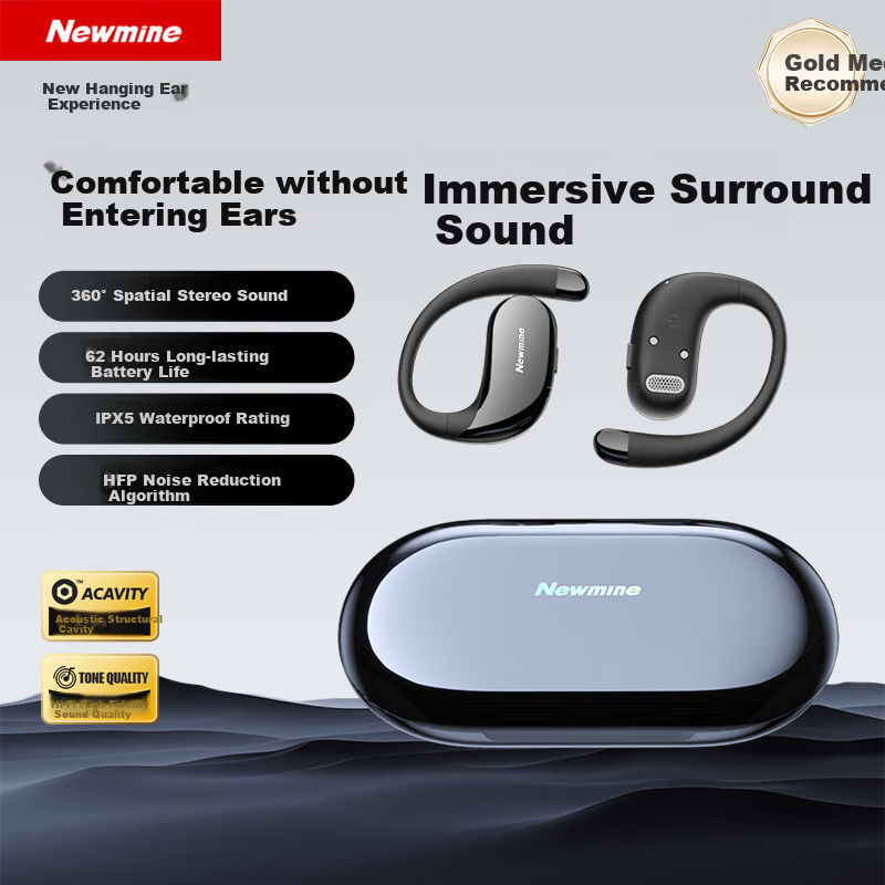 Newmine LY62 Костная проводимость Bluetooth-наушники Беспроводная модель с крючком на ухо Открытая конструкция для