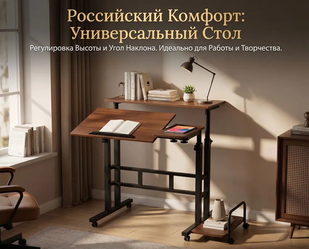 Компьютерный стол #365done, орех, металл, ЛДСП, универсальный угол, регулировка высоты, 80x60x115 см