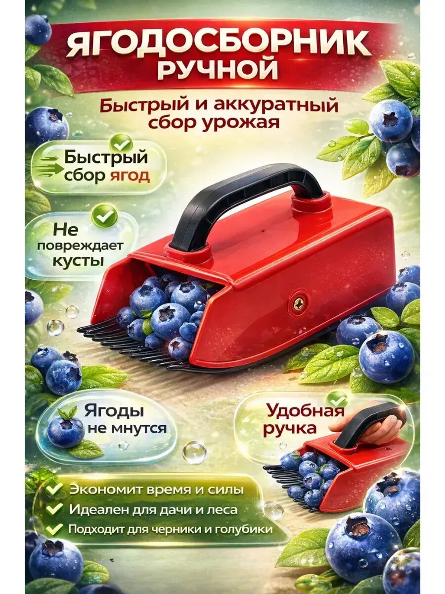 Ягодосборник комбайн ручной сборщик ягод плодосъемник