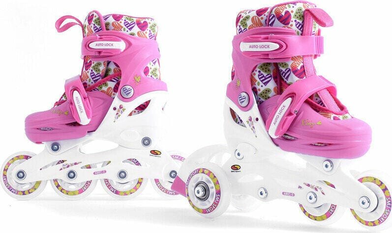 DECATHLON роликовые коньки decathlon combo hearts, розовый, размер 26/29