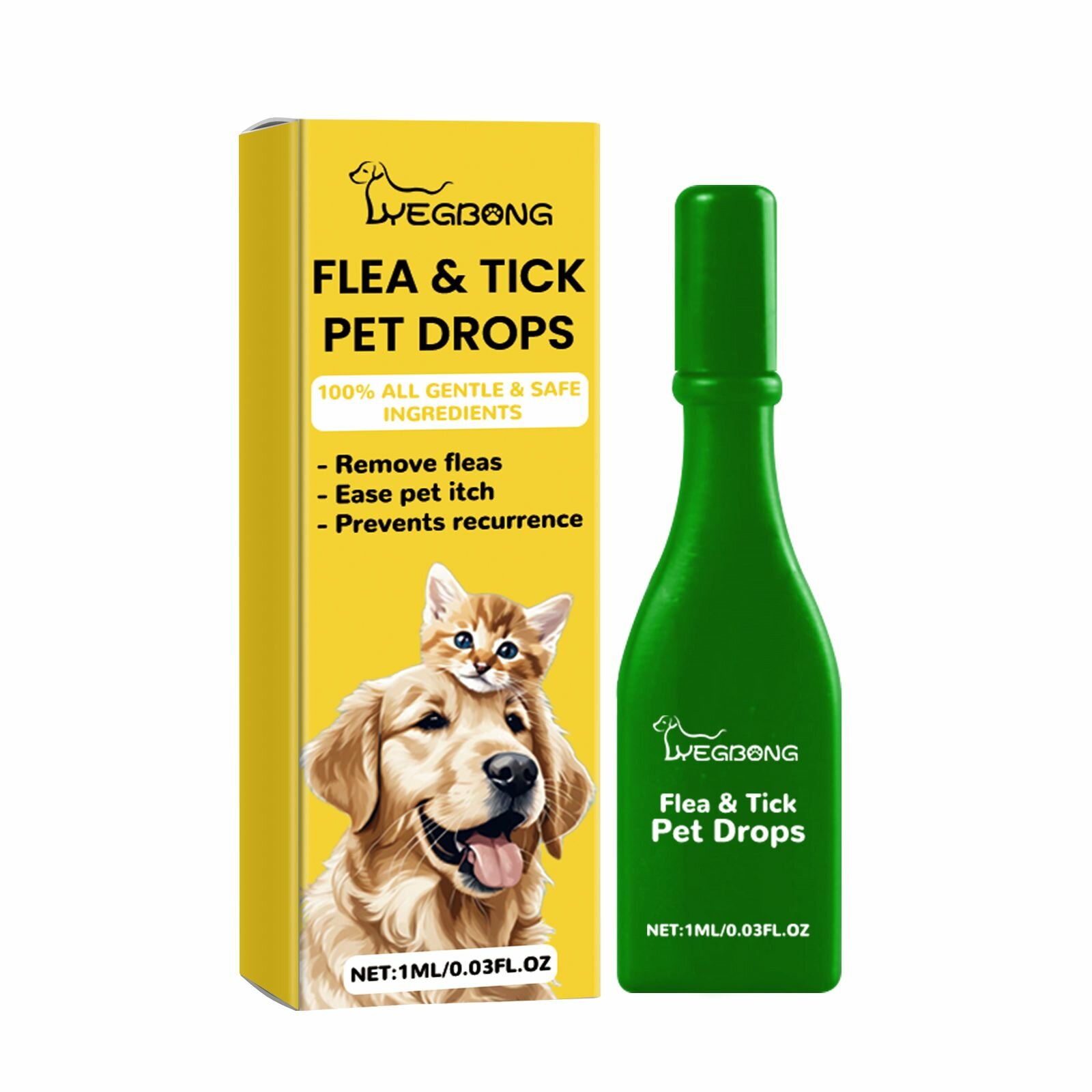 Средство Yegbong Pet от блох и клещей для кошек и собак: очищение, удаление блох, вшей, клещей и снятие зуда кожи.