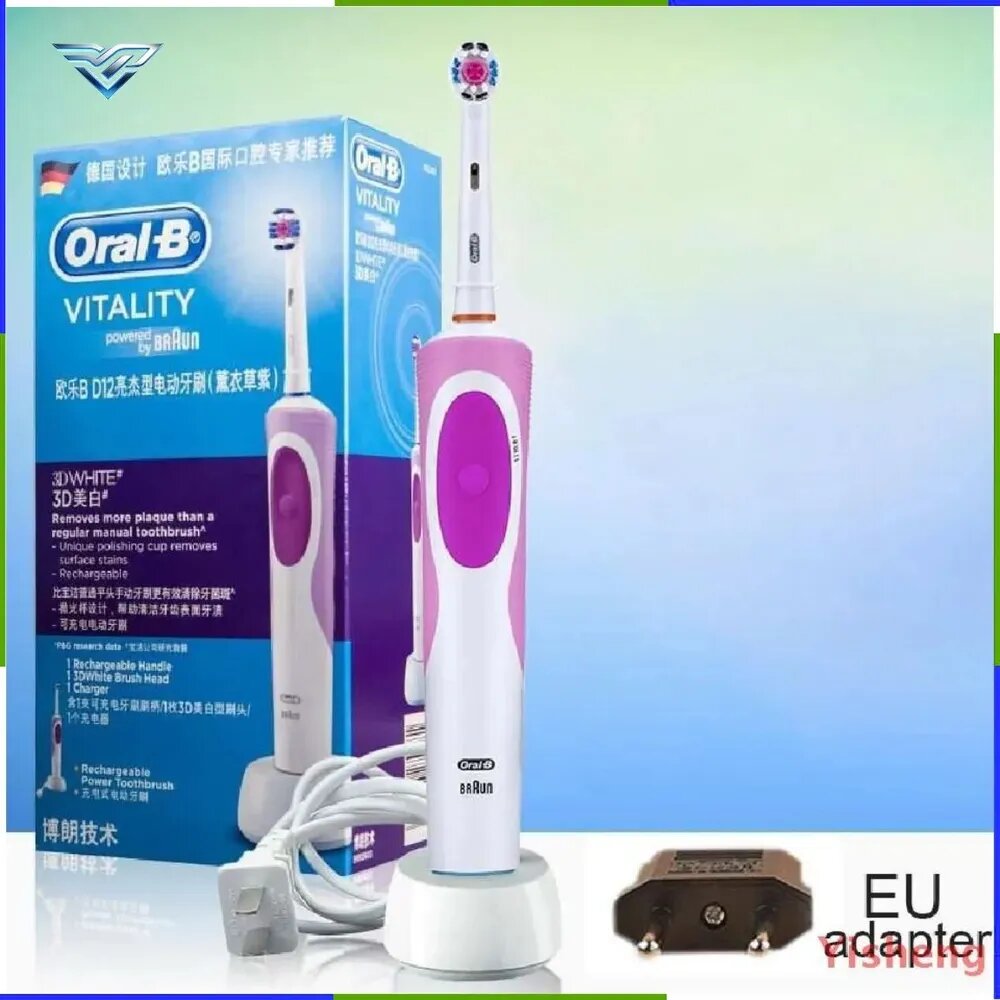 Электрическая зубная щетка Oral-B Vitality D12 3D White, фиолетовая, с EU вилкой