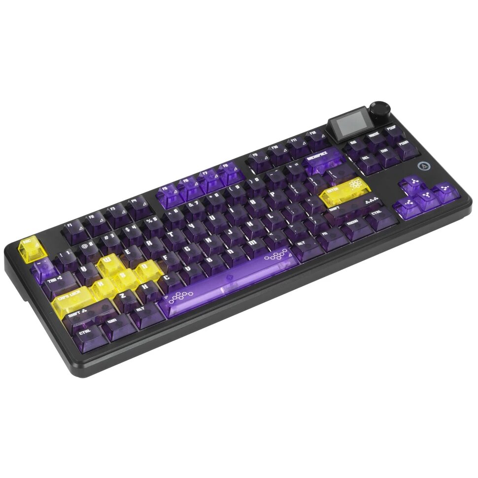 Клавиатура проводная + беспроводная Ajazz MK87 Pro, [MK87PRO-L41], черный, желтый, фиолетовый