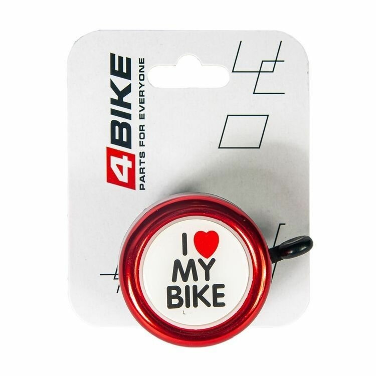 Велозвонок 4BIKE BB3202-Pin алюминий+пластик, D-54мм, красный