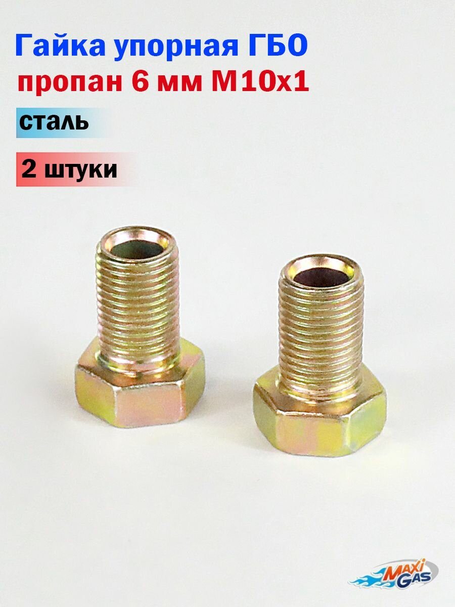 Гайка упорная ГБО пропан 6 мм М10x1 сталь (2 штуки)