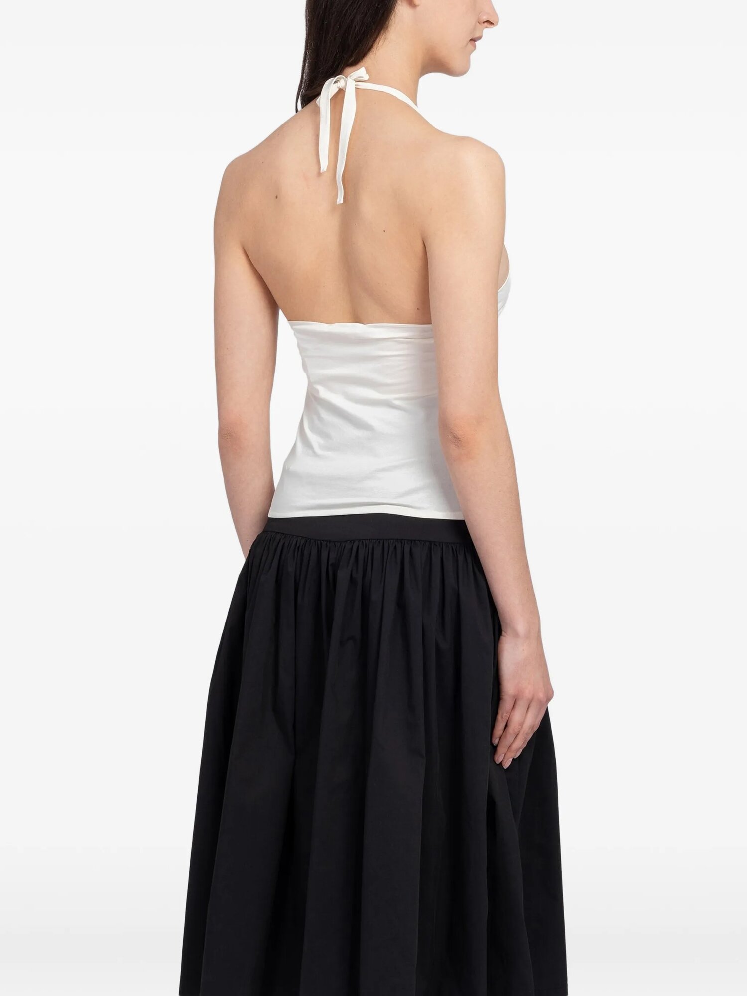 Топ AMOMENTO Halterneck jersey top, размер 40, бежевый/белый — фото 1
