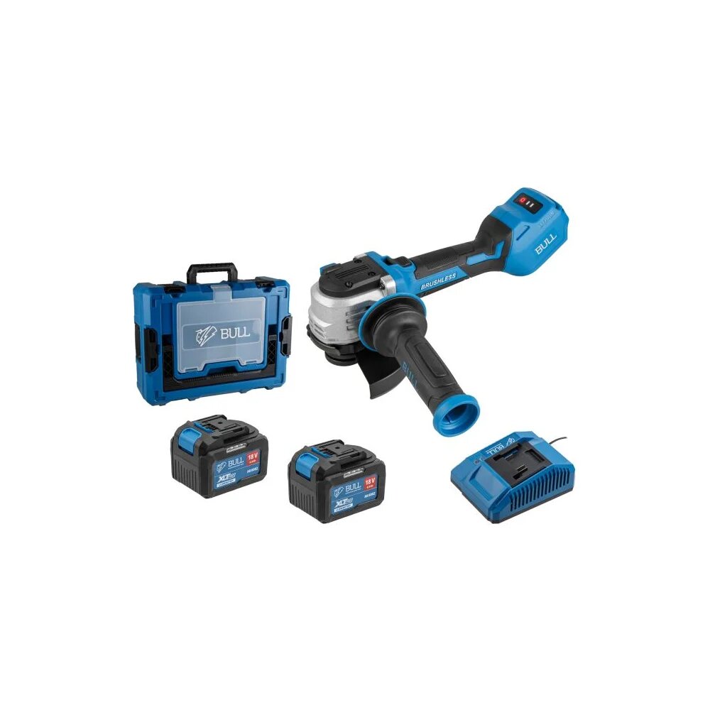 Аккуммуляторная углошлифмашина BULL CSG 1812-1 SR Xcase XLTpro 2x6 Ач бесщет, 125 мм, рег. об, 10 000 об/мин 1333998 ЦЗ-1193769920