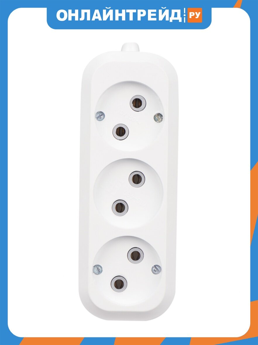Колодка Rexant 3 розетки б/з белый