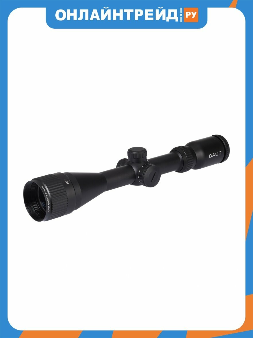 Прицел Gaut Quartz 3-9x40, AO, сетка 2 (Mil-Dot), подсветка красная, 25.4мм, 1/4 МОА, 452г