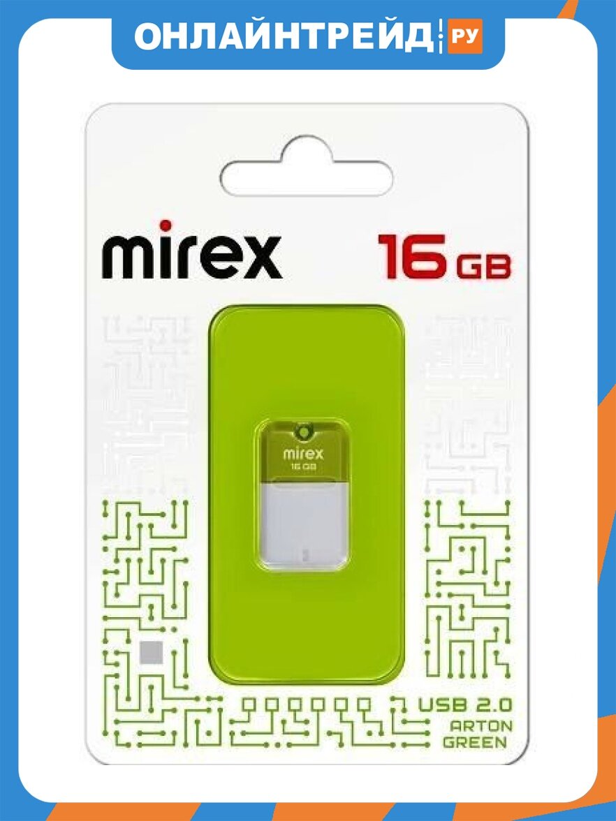 Флэш накопитель Mirex 16 Гб ARTON GREEN USB 2.0 (13600-FMUAGR16)