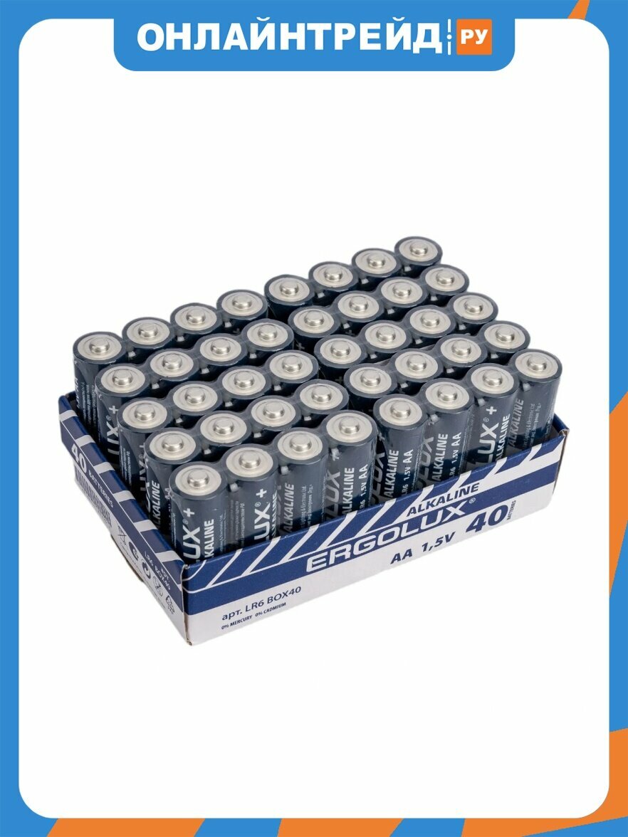 Пальчиковая батарейка Ergolux LR6 Alkaline BOX40 14673 (упаковка 40шт)