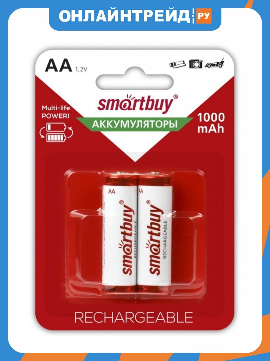 Аккумулятор Smartbuy LR6 AA 1000 mAh (уп 2 шт)