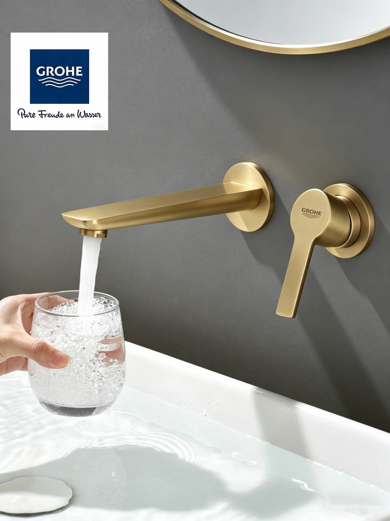 GROHE кран, Встроенный смеситель, латунь, Для умывальника, Интерфейс 1/2, Длина 20 см, золотой
