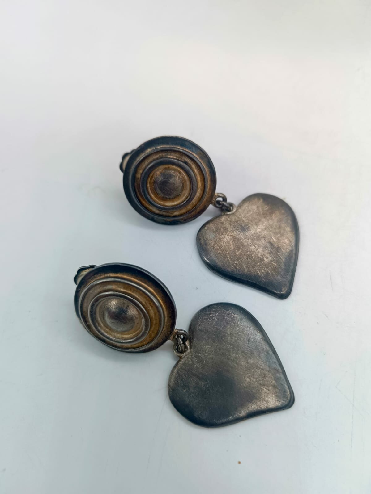 Серьги клипсы в форме сердечка, винтаж, бижутерия