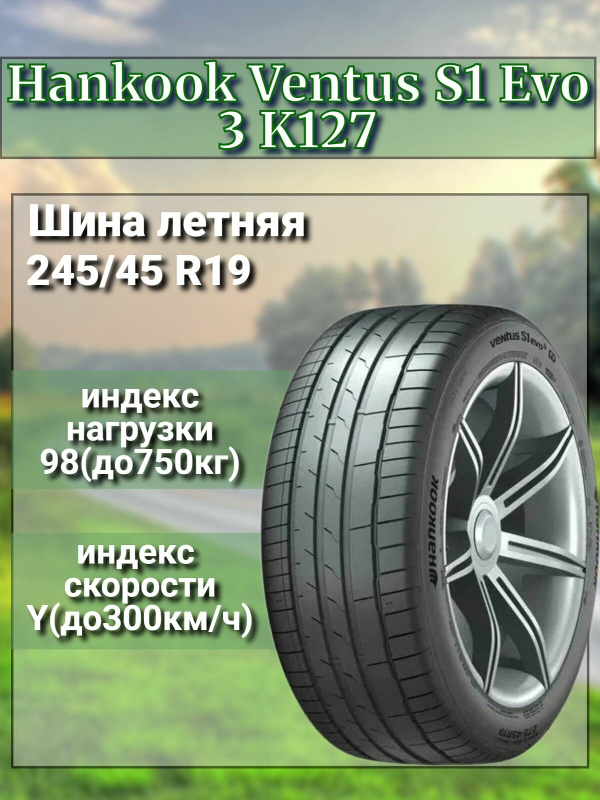 Шина легковая летняя Hankook Ventus S1 Evo 3 K127B 245/45 R19 98 Y